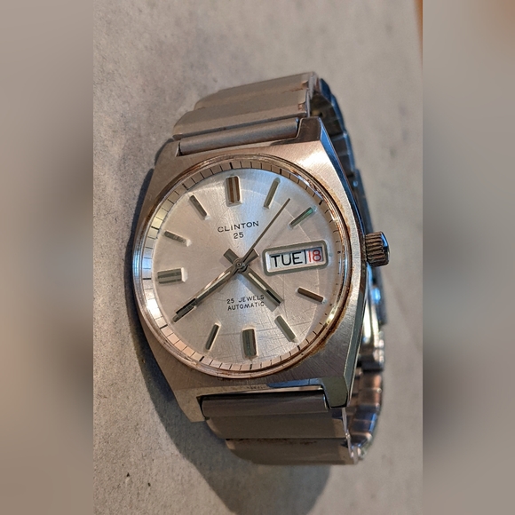 Clinton | Accessories | Rare Vintage Clinton 25 Jewel Automatic Mens ...